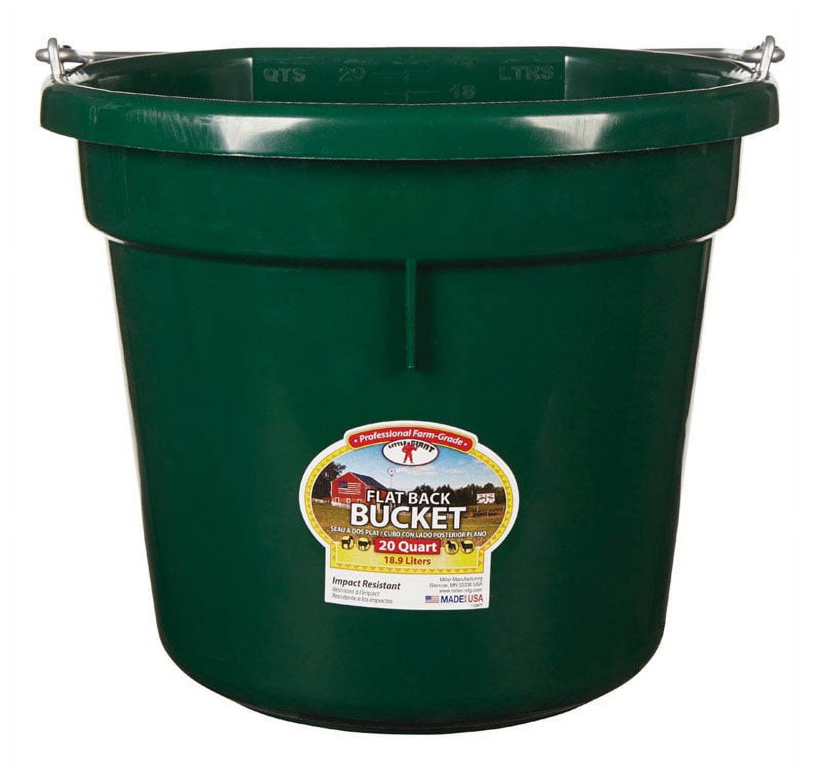 Miller Manufacturing P20FBGREEN Flat Back Bucket for Dogs and Horses ...