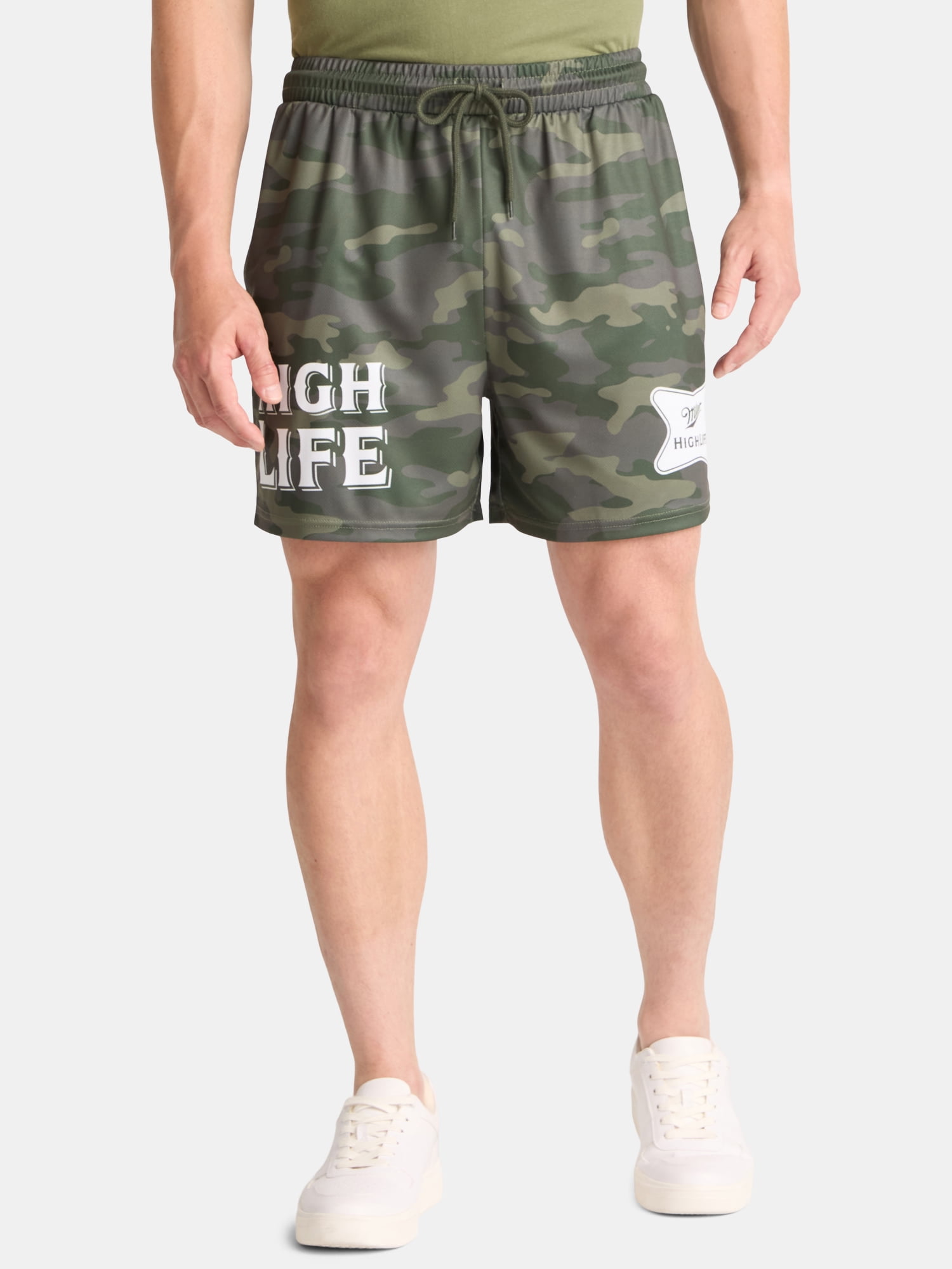 Miller High Life Men's and Big Men's Camo Basketball Shorts, Sizes S ...
