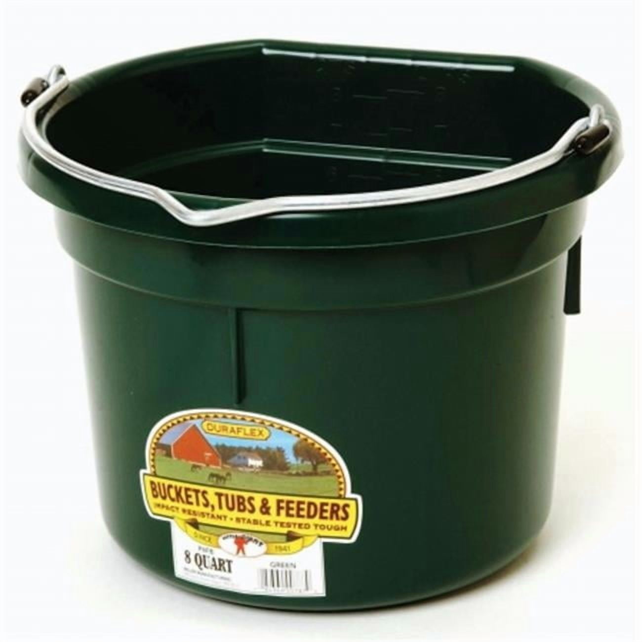 Miller Mfg Co Inc Flat Back Plastic Bucket- Green 8 Quart - P8FBGREEN ...