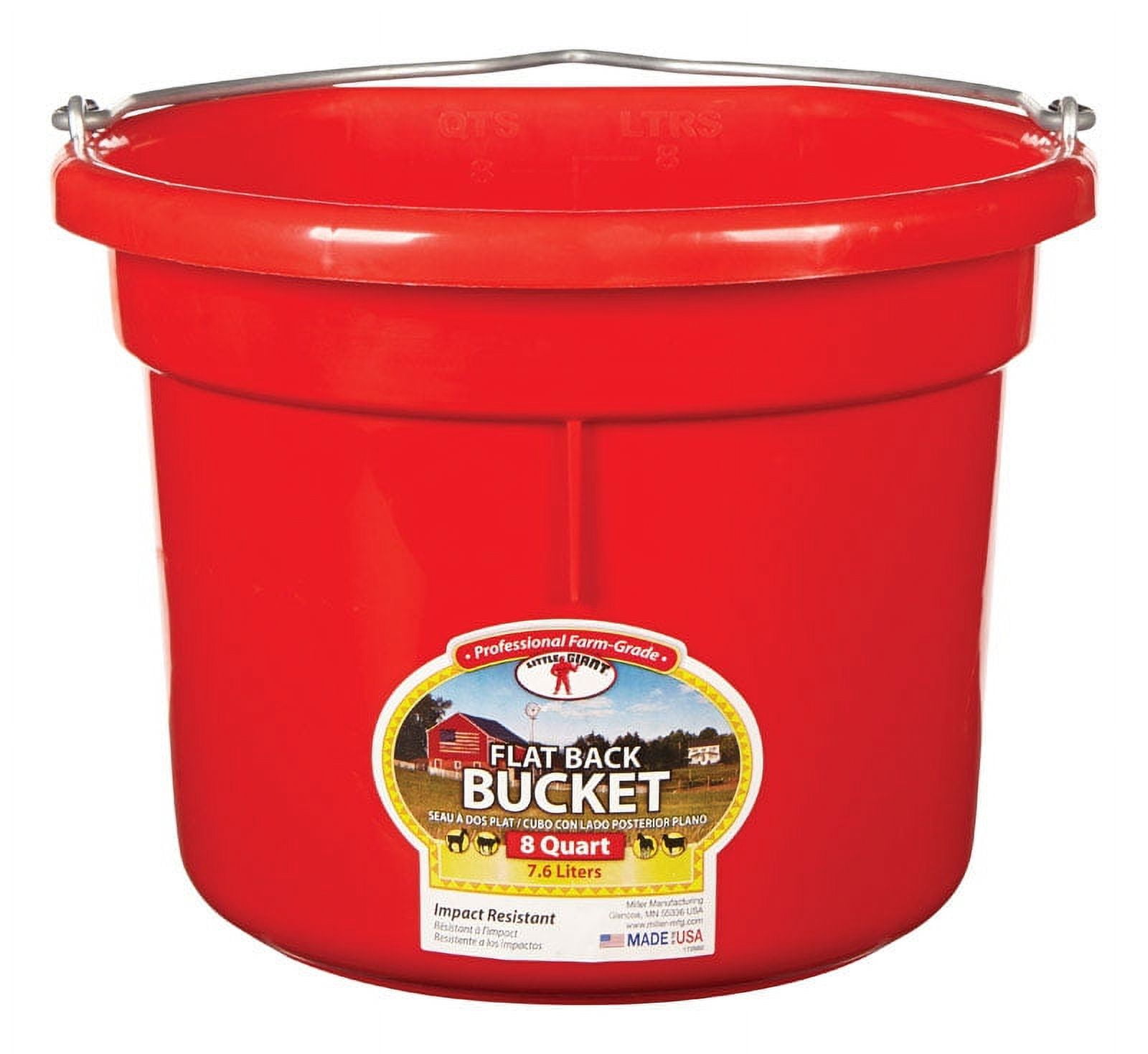 Little Giant Plastic Flat Back Bucket, 8 Quart, Red - Walmart.com