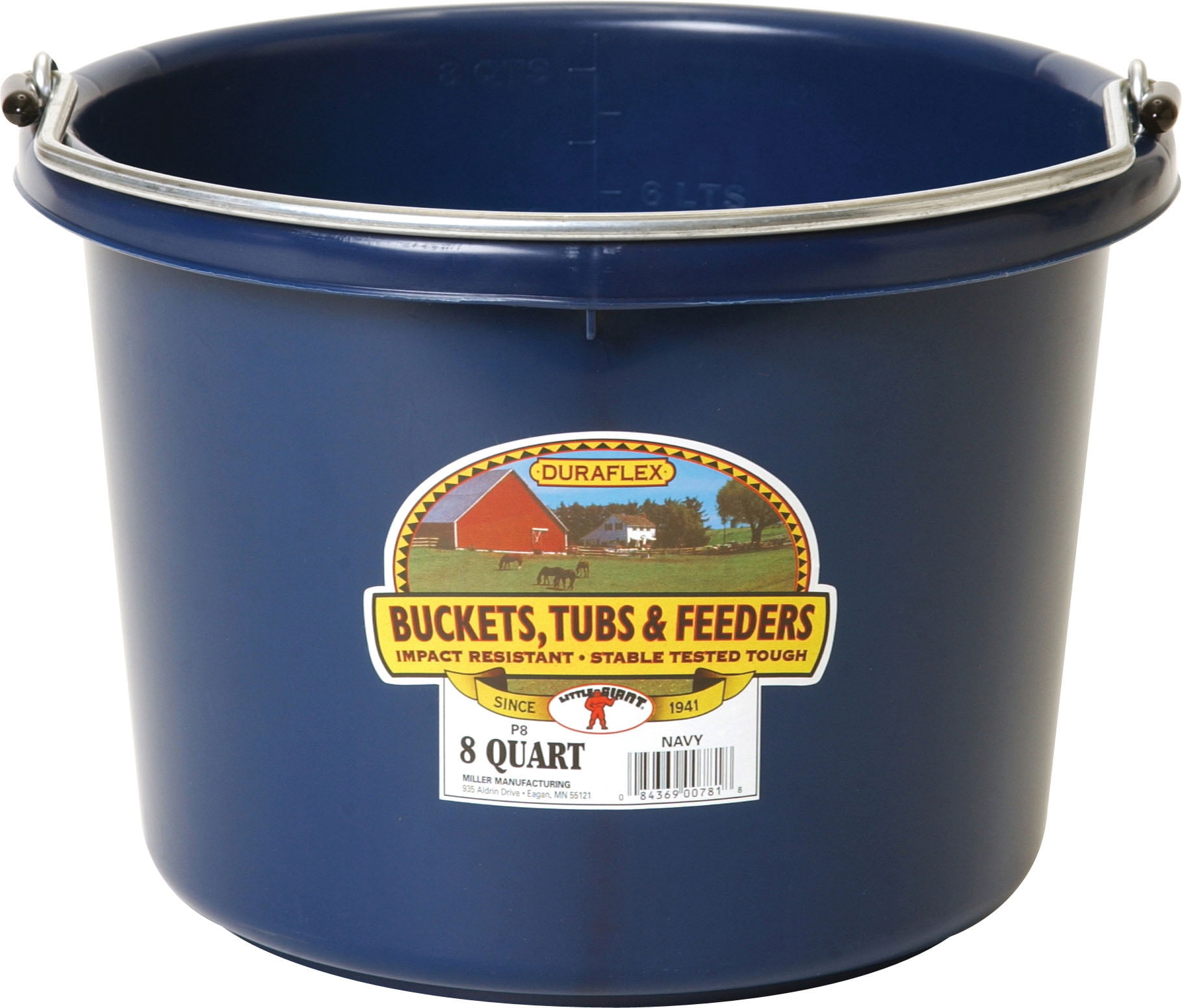 Miller Mfg Co Inc Plastic Bucket- Navy 8 Quart - P8NAVY - Walmart.com