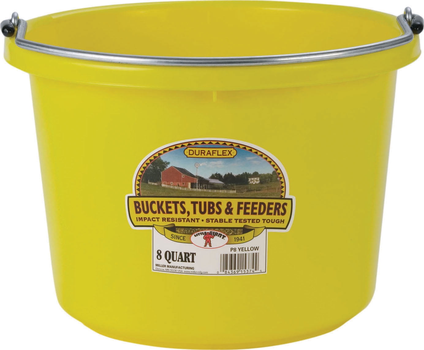 Miller Mfg Co Inc Plastic Bucket- Yellow 8 Quart - P8YELLOW - Walmart.com