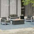 Miller Outdoor Aluminium Chat Set and Grey MGO Fire Table with Tank ...