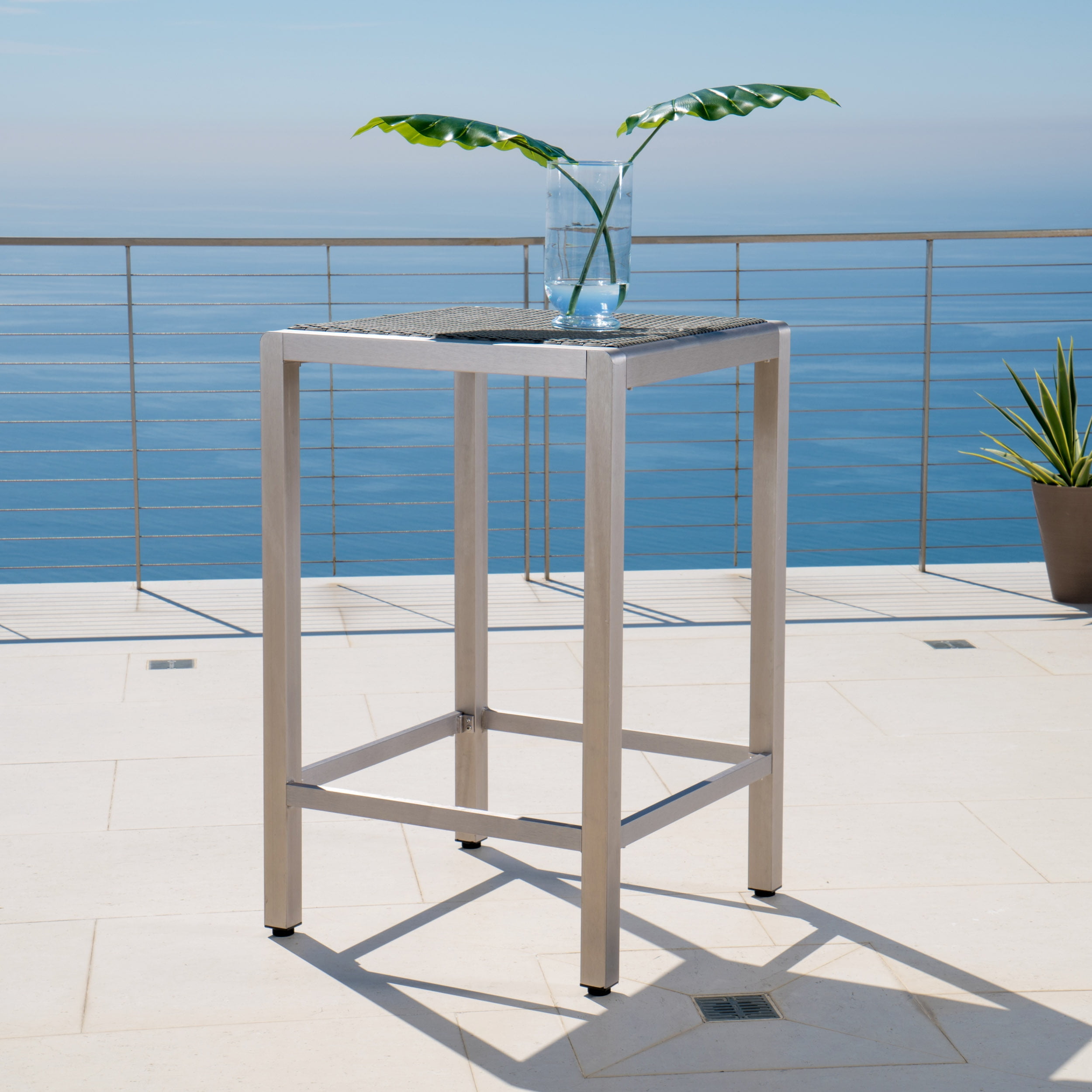 Miller Outdoor Wicker Bar Table, Grey - Walmart.com