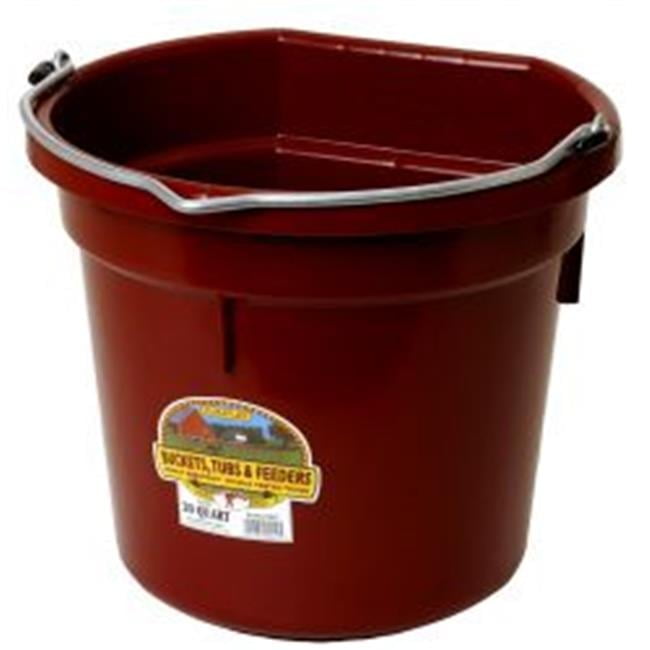 Miller 20 qt Little Giant Plastic Flat Back Bucket, Burgundy, Heavy ...