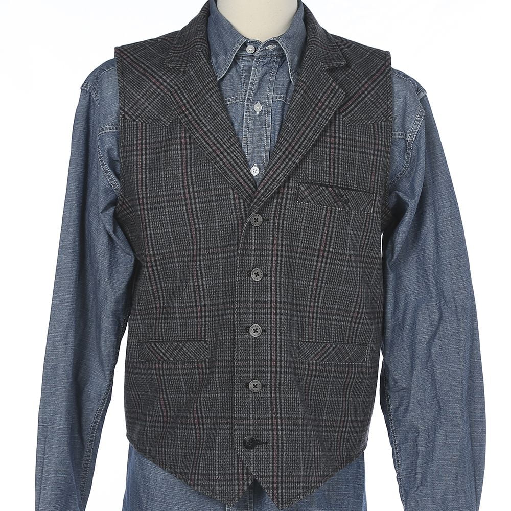 Cinch® Men's Plaid Wool Black Grey Button Down Vest DWV2009001 ...