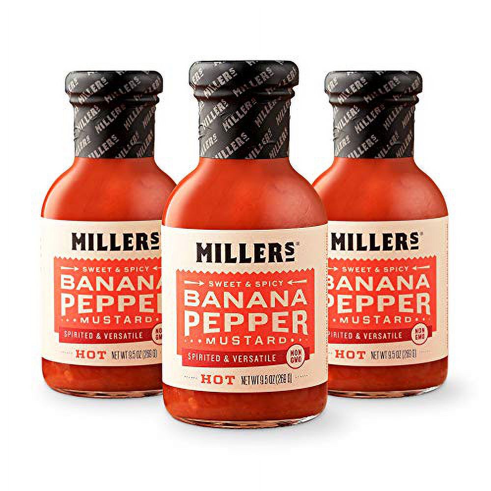 Miller's Banana Pepper Mustard, Non-GMO Project Verified, Hot, 9.5 ...