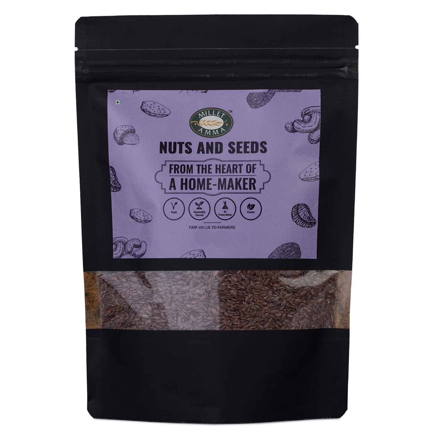 Millet Amma Organic Flax seeds 1kg (250 g x 4 Pack)|Flax Seeds for ...