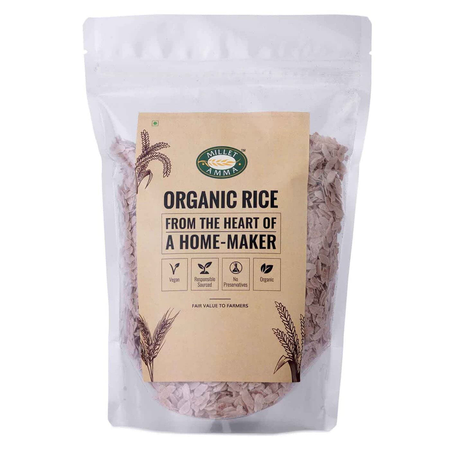 Millet Amma Organic Red Rice Poha - 1 Kg|Rich in Iron|Unpolished|100% ...
