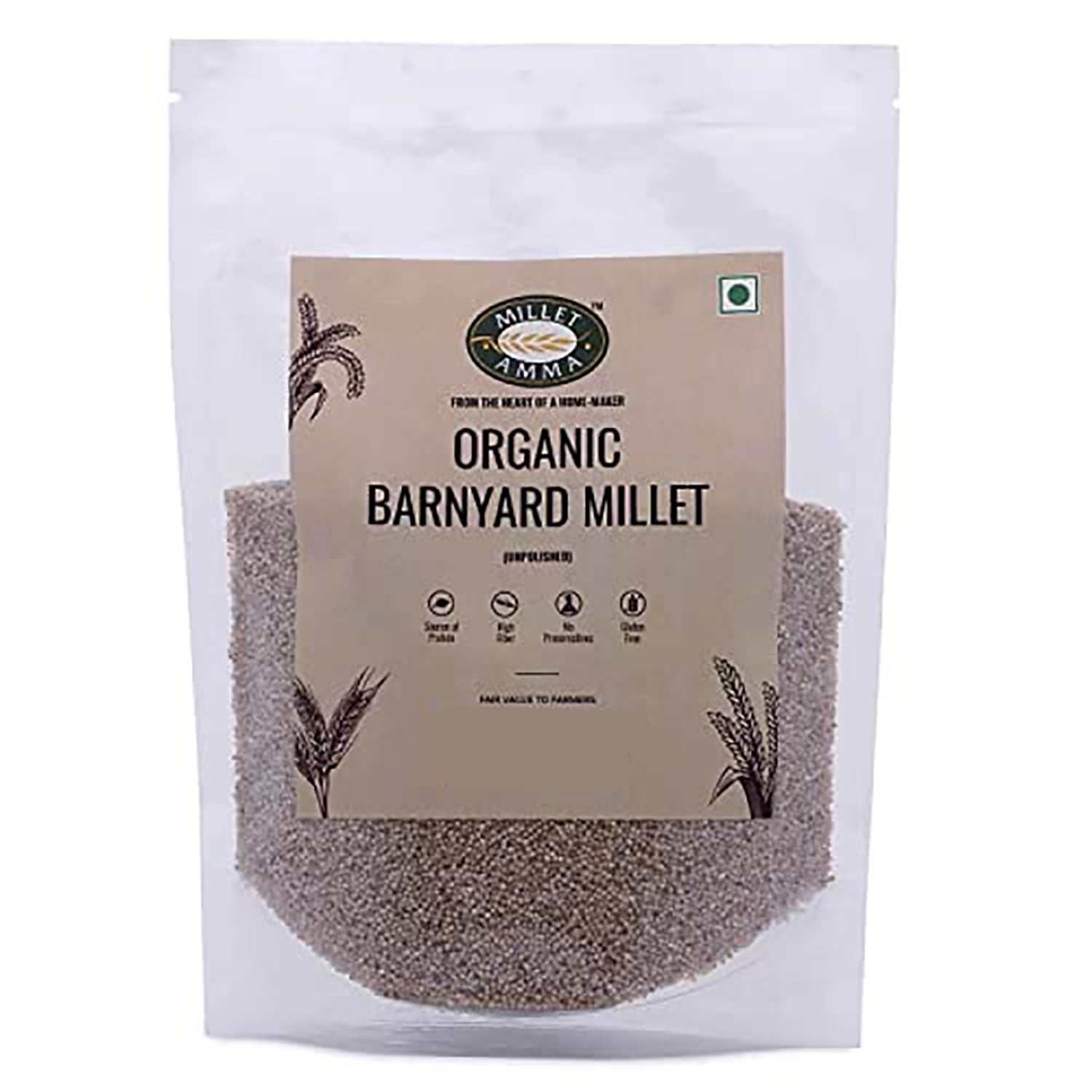 Millet Amma Unpolished Organic Barnyard Millet Grains|1 Kg Pack|(Udalu ...