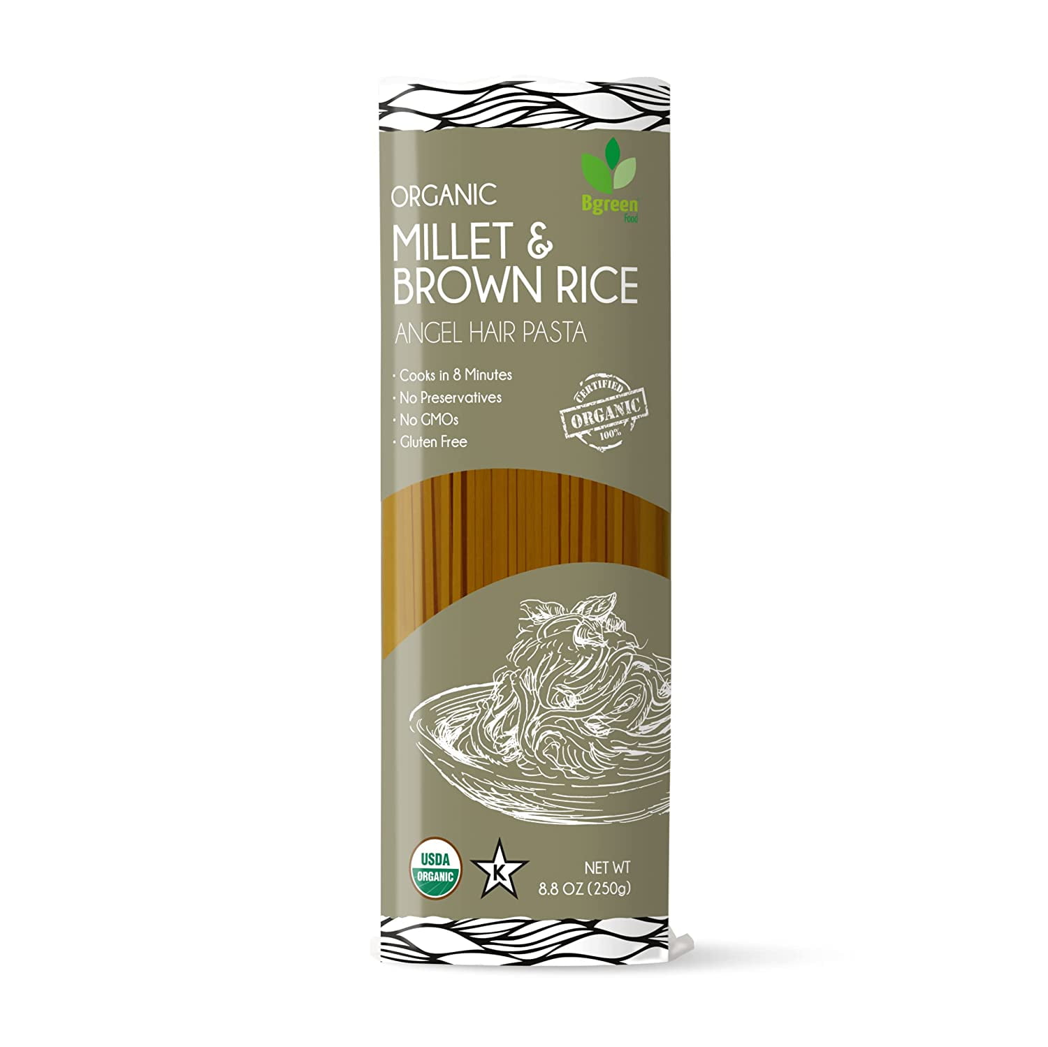 Millet & Brown Rice Angel Hair Pasta, 8.8oz, Gluten-, Non-GMO (1 ...