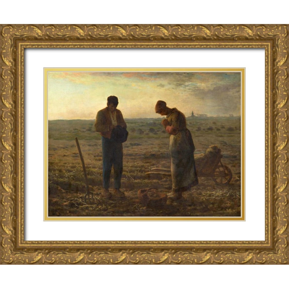 Millet, Jean-Francois 14x12 Gold Ornate Wood Framed with Double Matting Museum Art Print Titled ...