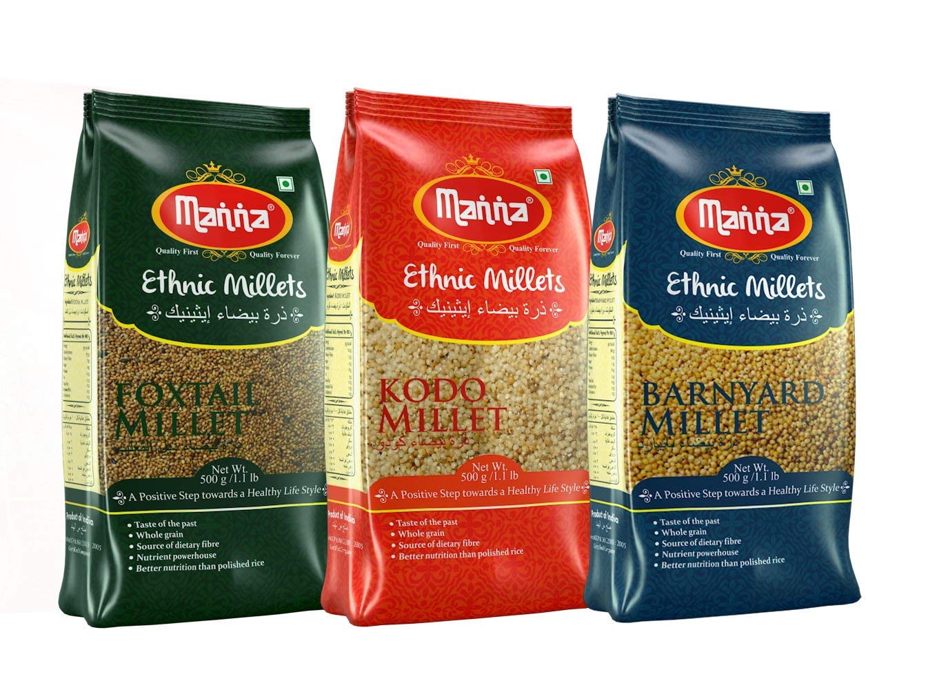 Millets Combo Pack of 3 Foxtail Millet 500g Kodo Millet 500g & Barnyard ...
