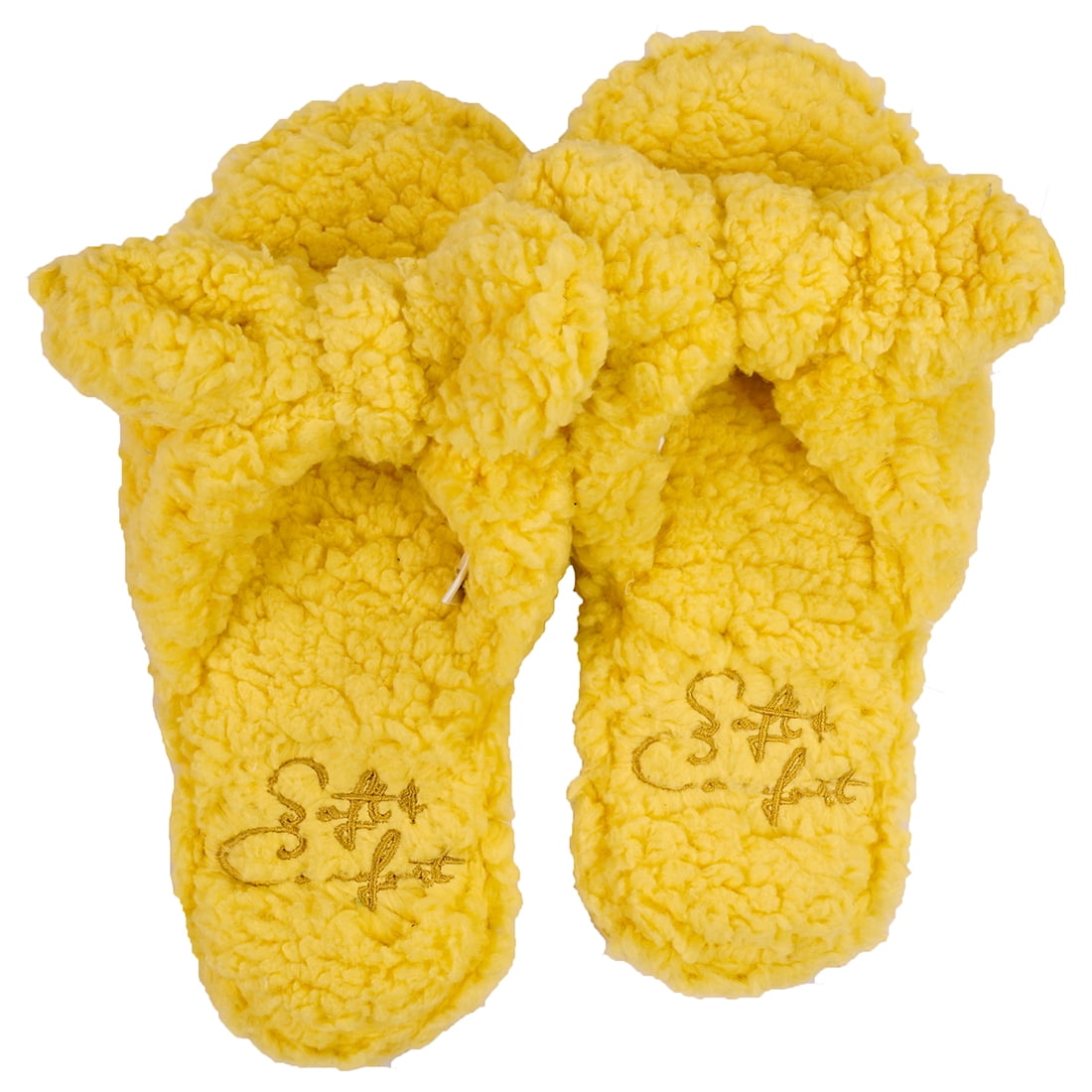 Millffy Women's Flip Flop Fluffy House Slippers, Yellow, 5-6 US ...