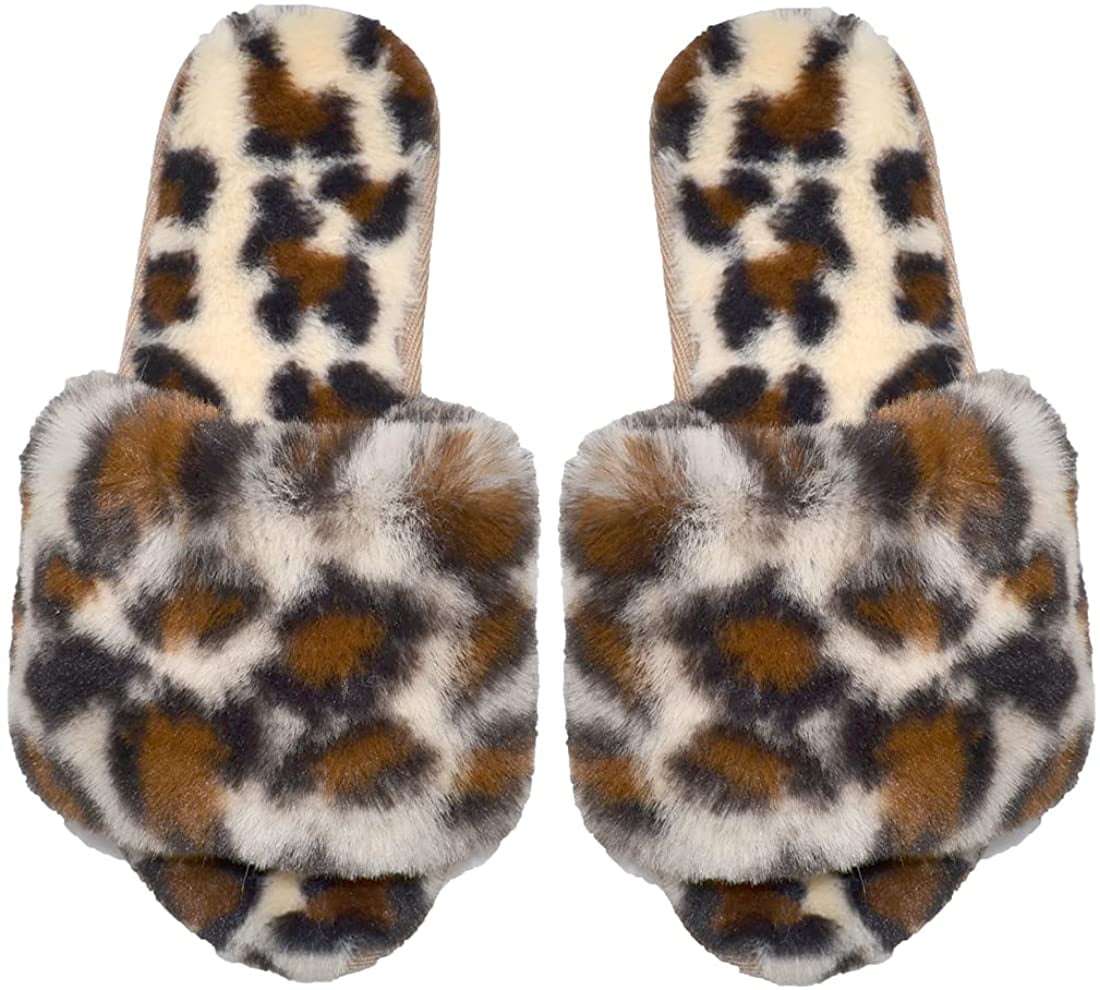 Millffy Women Fluffy Ladies Slippers Faux Wool Fuzzy Slippers chic ...