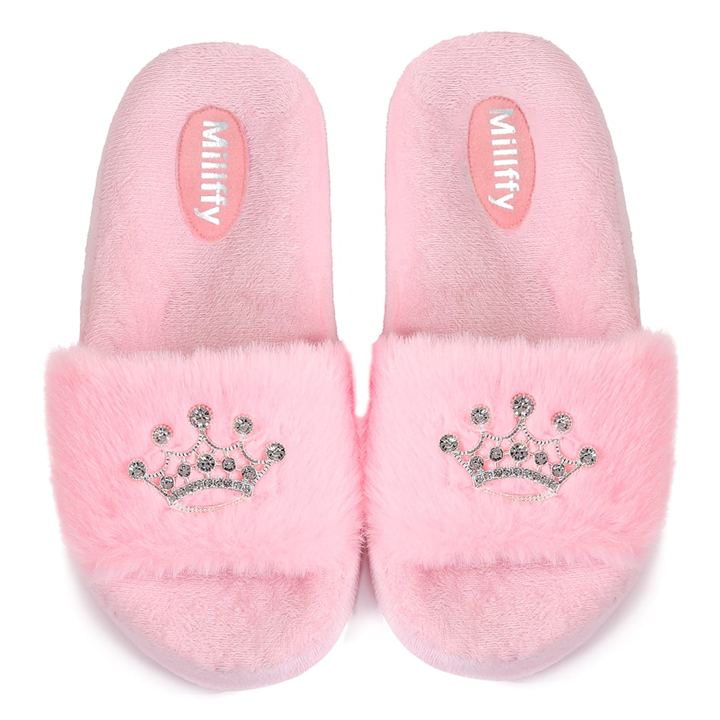 Millffy arch support Fluffy Slippers Princess Crown Diamond Tiara ...