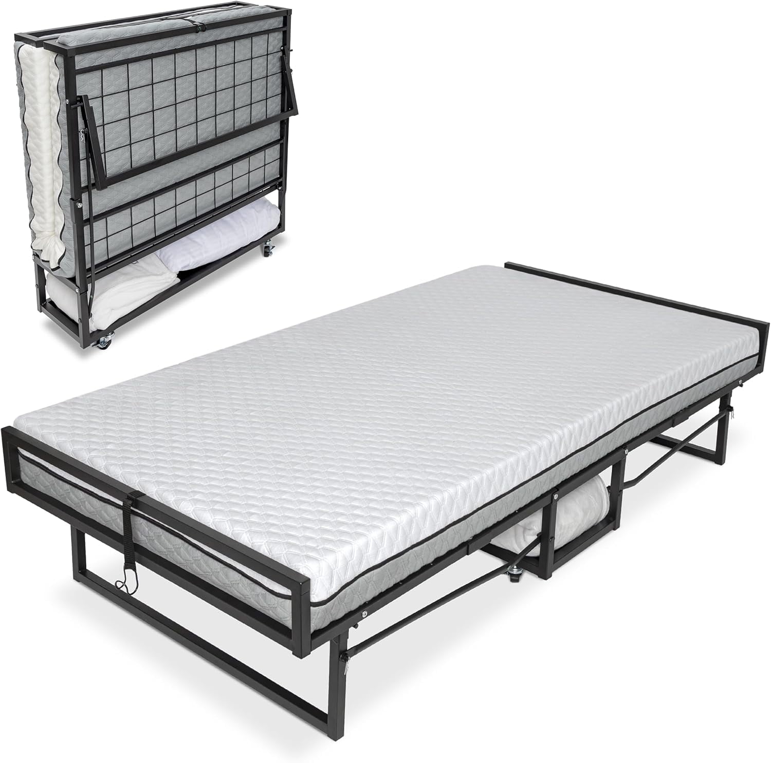 Milliard Deluxe Diplomat Folding Bed with Mattress for Adults, Twin ...