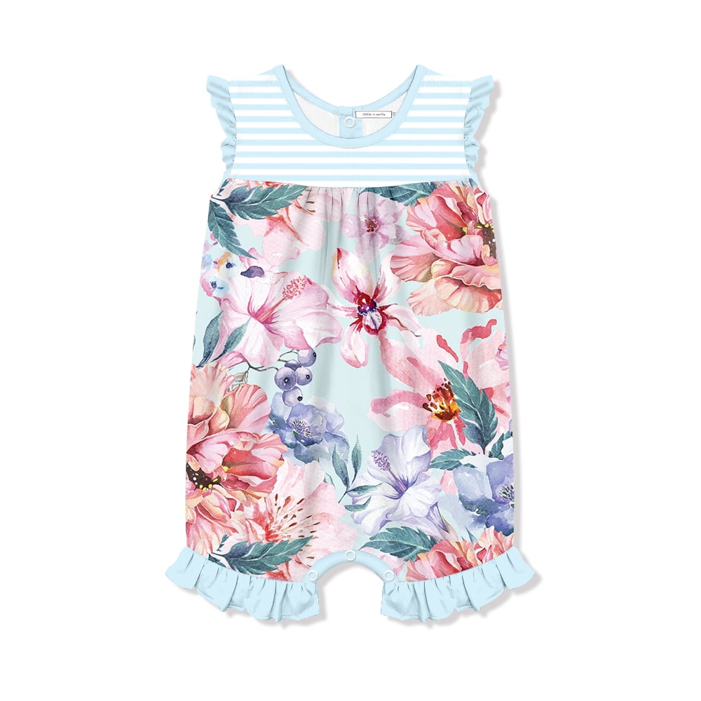 Millie Loves Lily Female Ice Blue Shabby Chic Floral Ruffle-Accent ...