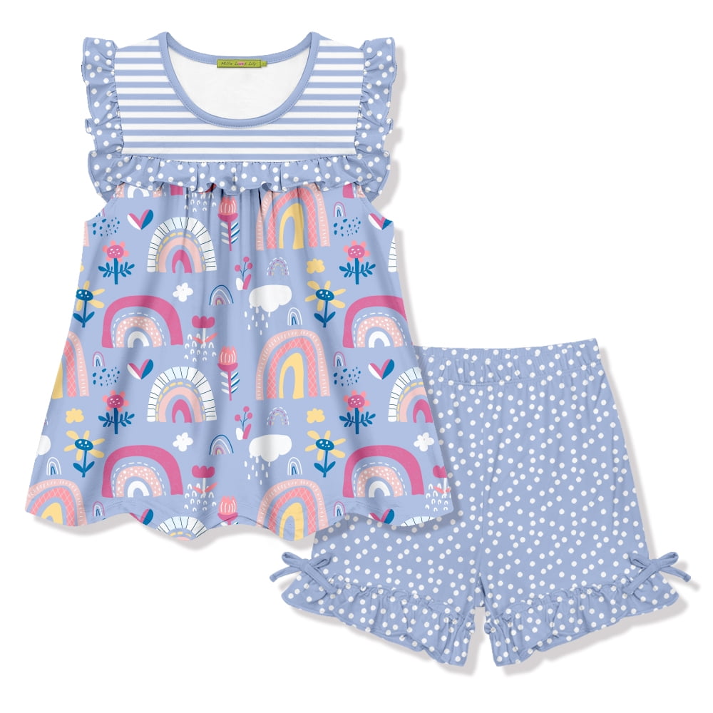 Millie Loves Lily Female Periwinkle Rainbow Short Set (2-12) - Walmart.com