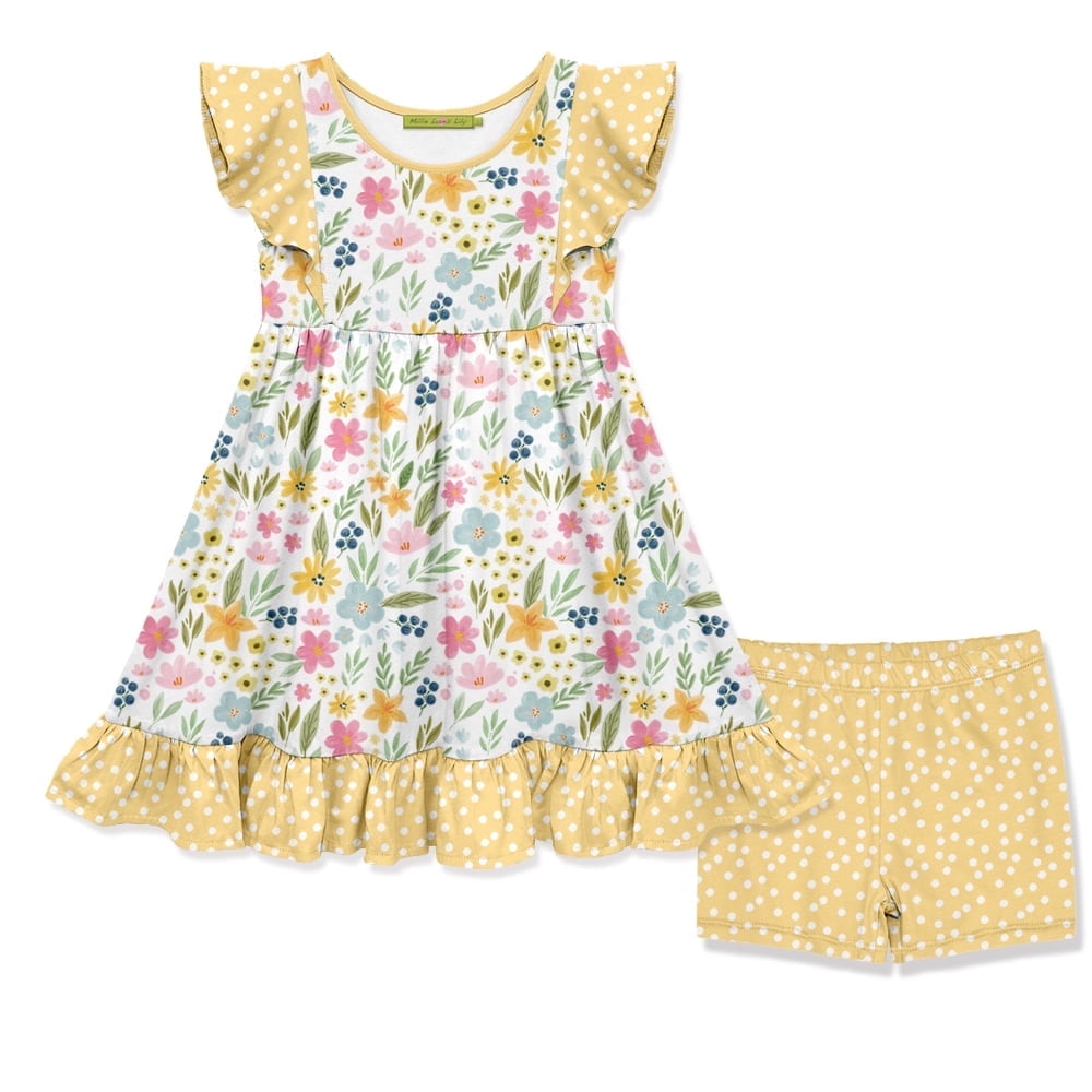 Millie Loves Lily Female Yellow Spring Flower Angel Sleeve Dress and ...