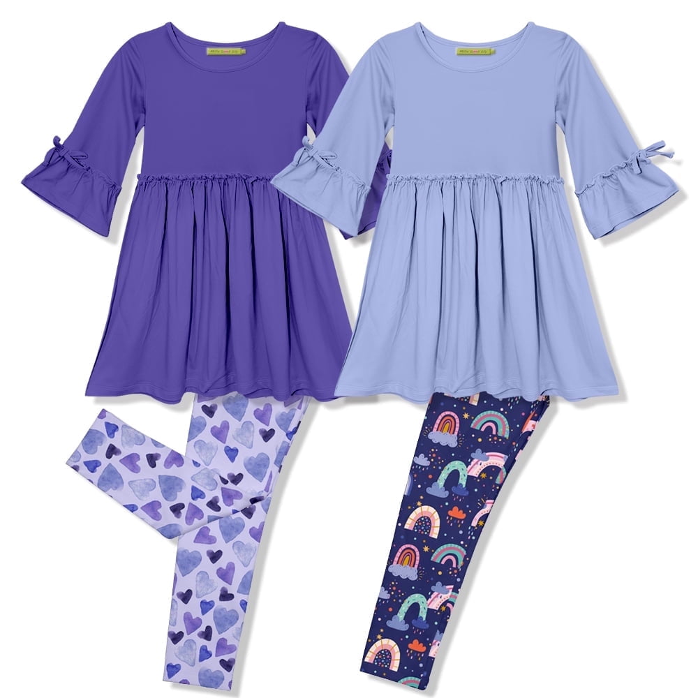 Millie Loves Lily Girls Blue Iris and Perwinkle Dress & Legging Set,Big ...