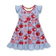 Millie Loves Lily Girls Blue and Red Apple Print Angel Wing Dress Size ...