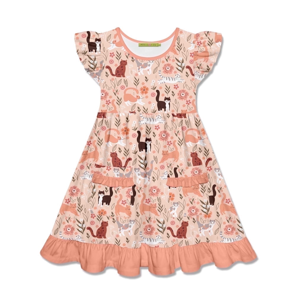 Millie Loves Lily Girls Coral Kitty 2-Pocket Dress, Big Girls,Size 8 ...