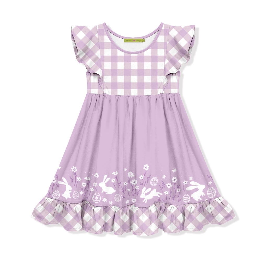 Millie Loves Lily Girls Lilac Angel Sleeve Bunny Border dress, Toddler ...