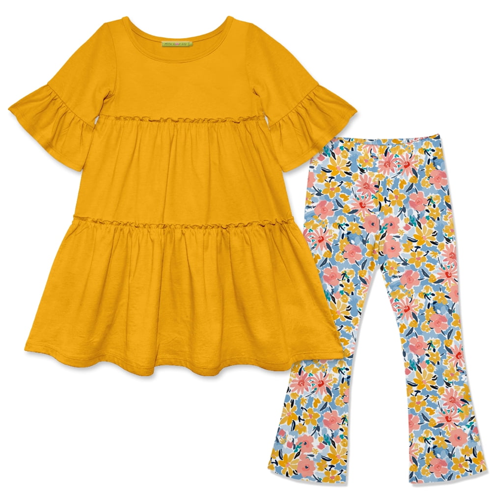 Millie Loves Lily Girls Marigold Tiered Dress and Legging Set,Big Girls ...
