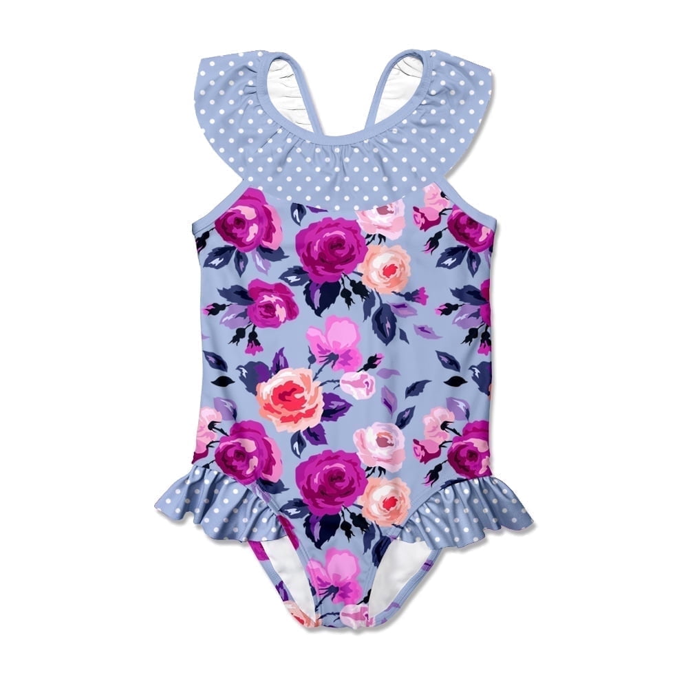 Millie Loves Lily Girls Periwinkle Blossom 1-pc Swimsuit, Big Girls ...