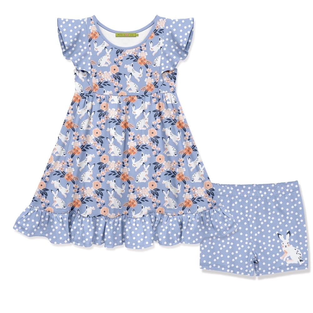 Millie Loves Lily Girls Periwinkle Easter Bunny Meadow Dress & Short ...