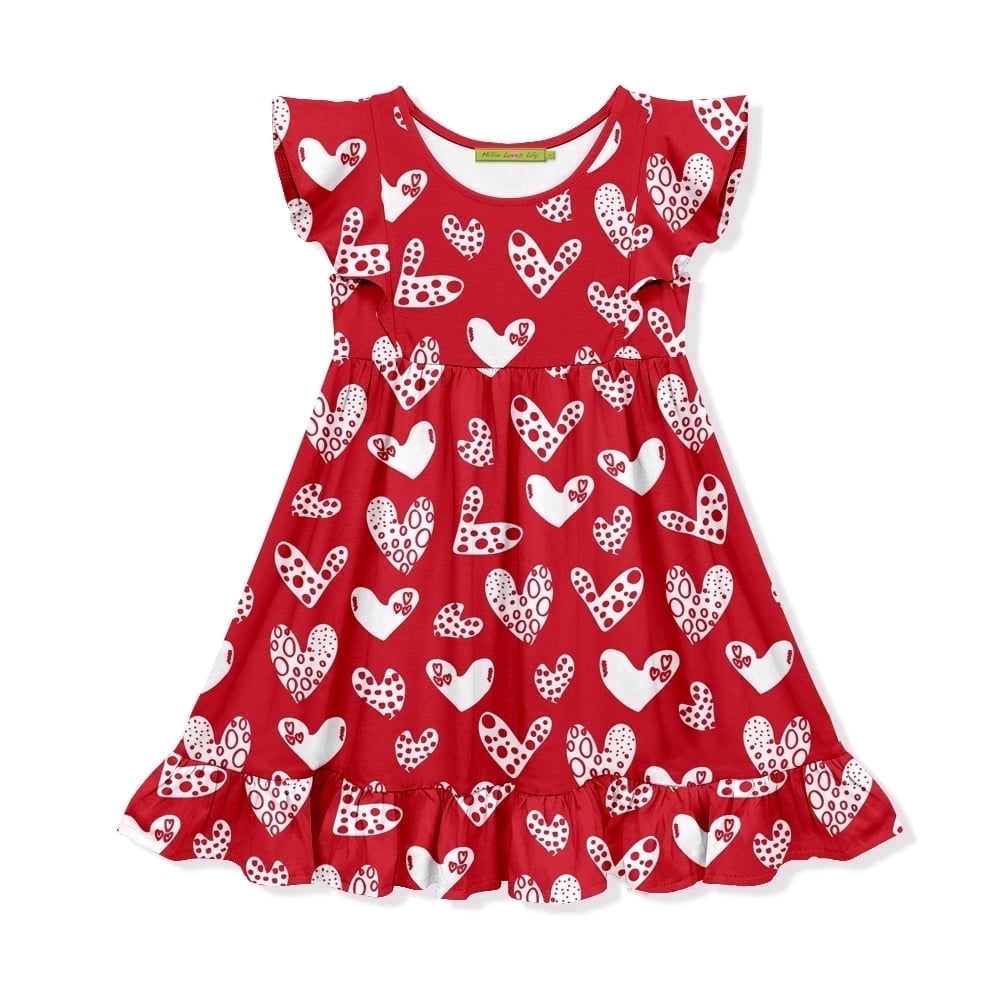 Millie Loves Lily Girls Red Hearts Angel Wing Dress, Big Girls, Size 6 ...