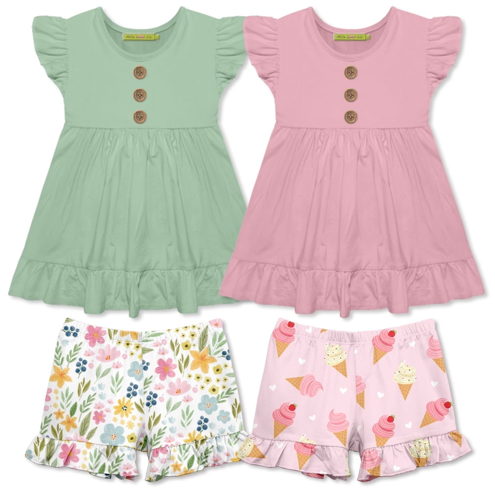 Millie Loves Lily Girls Sage & Dusty Pink Tops & Floral & Ice Cream ...