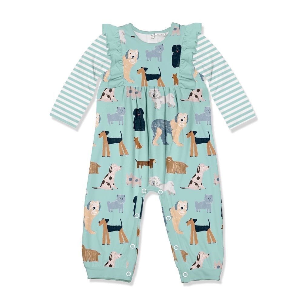 Millie Loves Lily Infant Mint Doggy Dog Ruffle-Trim Playsuit(3M-3T ...