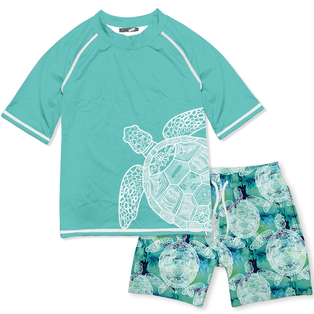 Millie Loves Lily Male Turquoise Green Tie-Dye Turtle Short-Sleeve ...