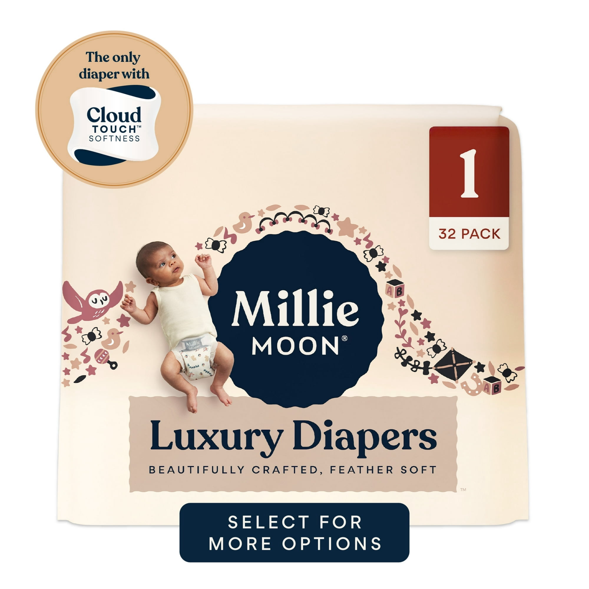 Millie Moon Luxury Diapers, Size 1, 32 Count - Walmart.com