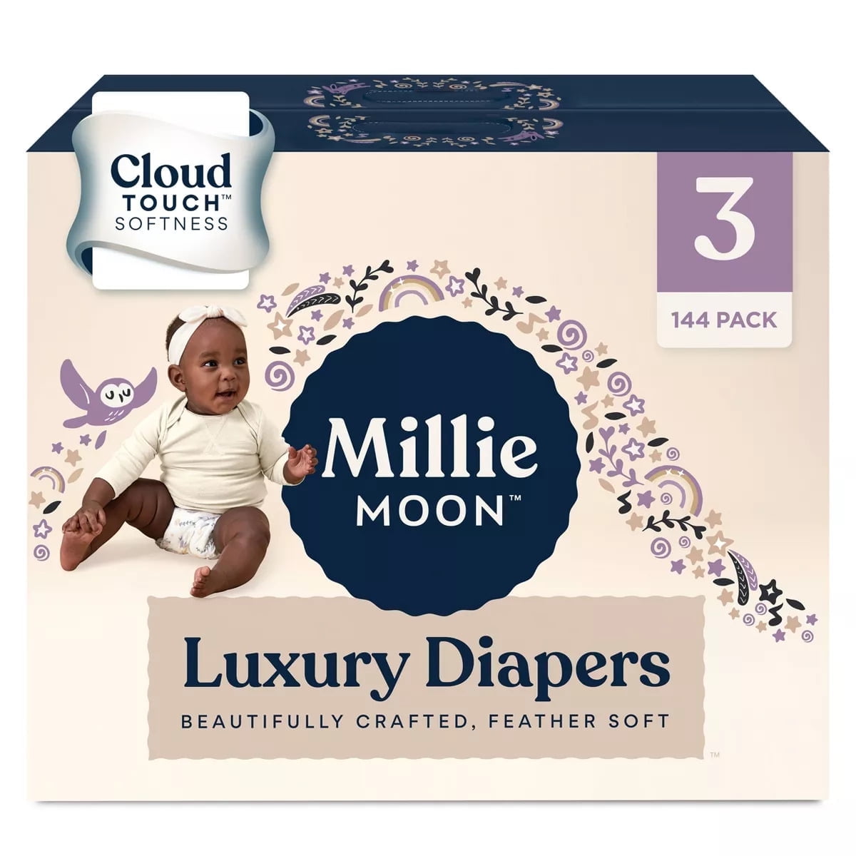 Millie Moon Diapers, Size 3, 144 Count, Ultra Absorbent, Hypoallergenic ...