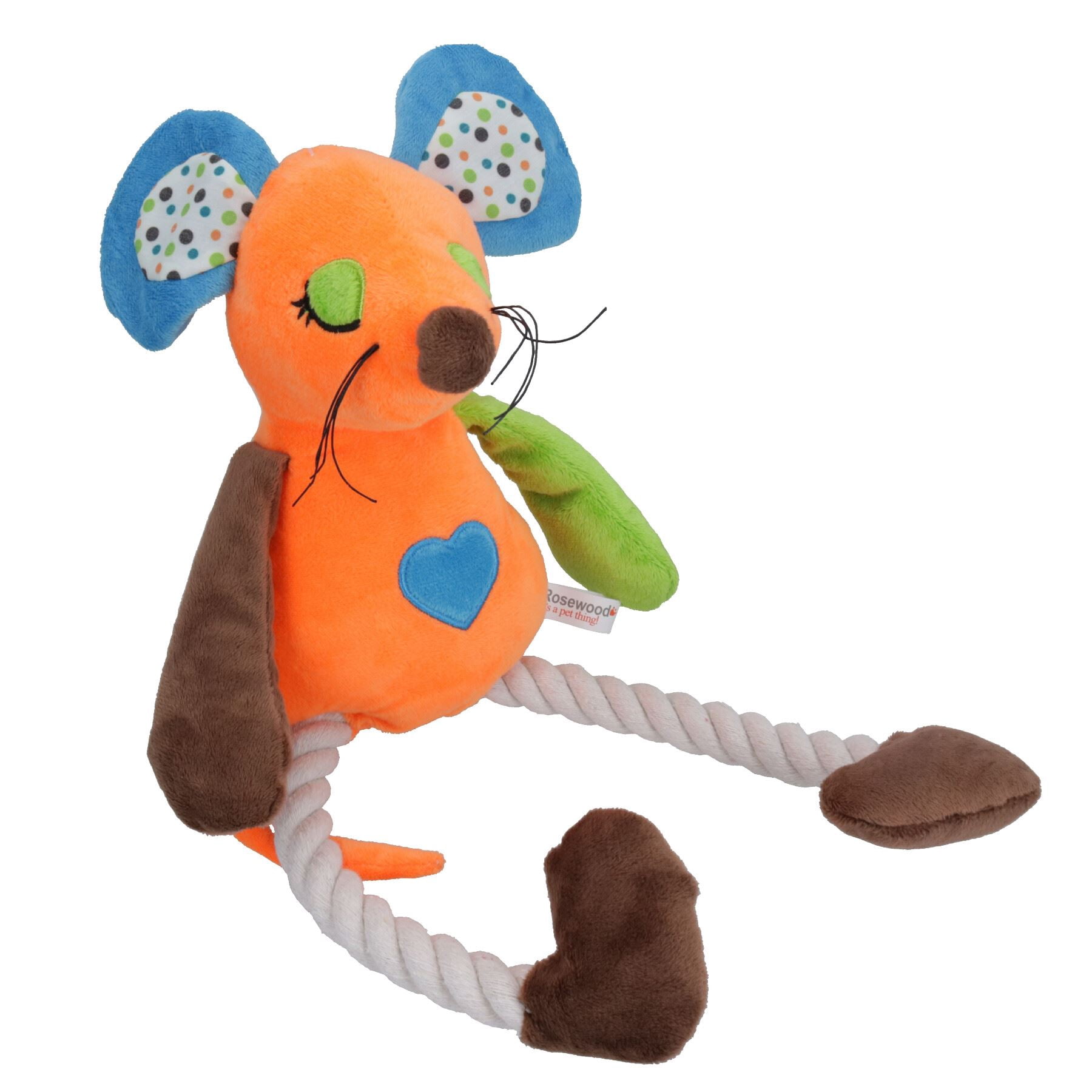 Millie Mouse Teddy Medium Rope Soft Plush Play Dog Toy With Squeak ...