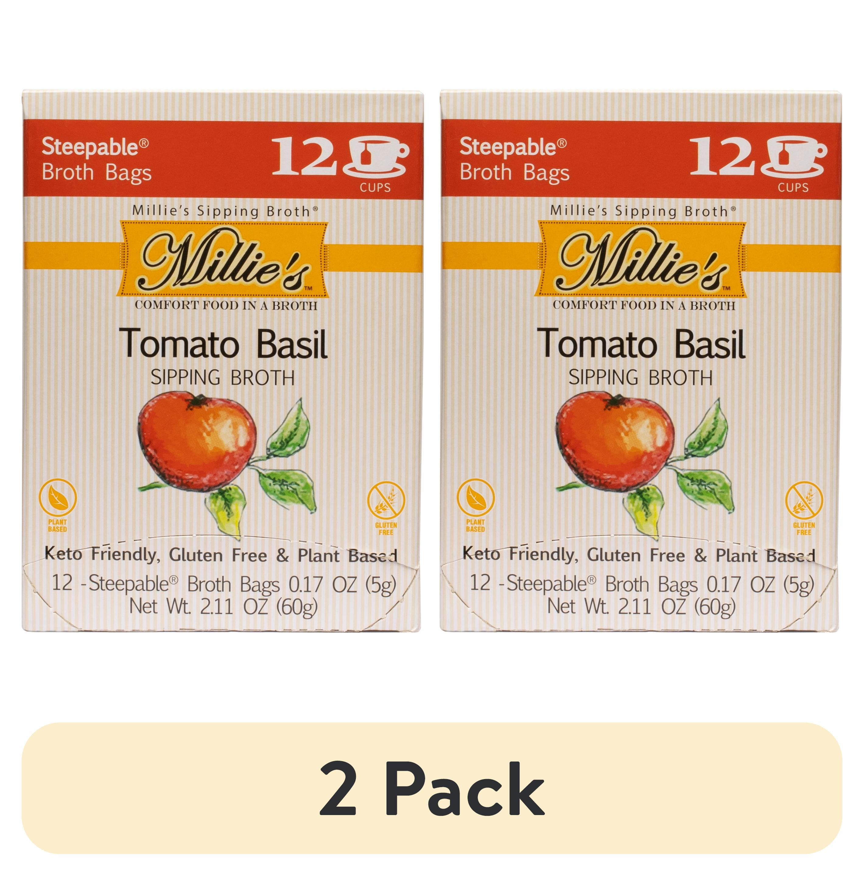 (2 pack) Millie's Sipping Steepable Broth Bags, Tomato Basil, 12 pk ...