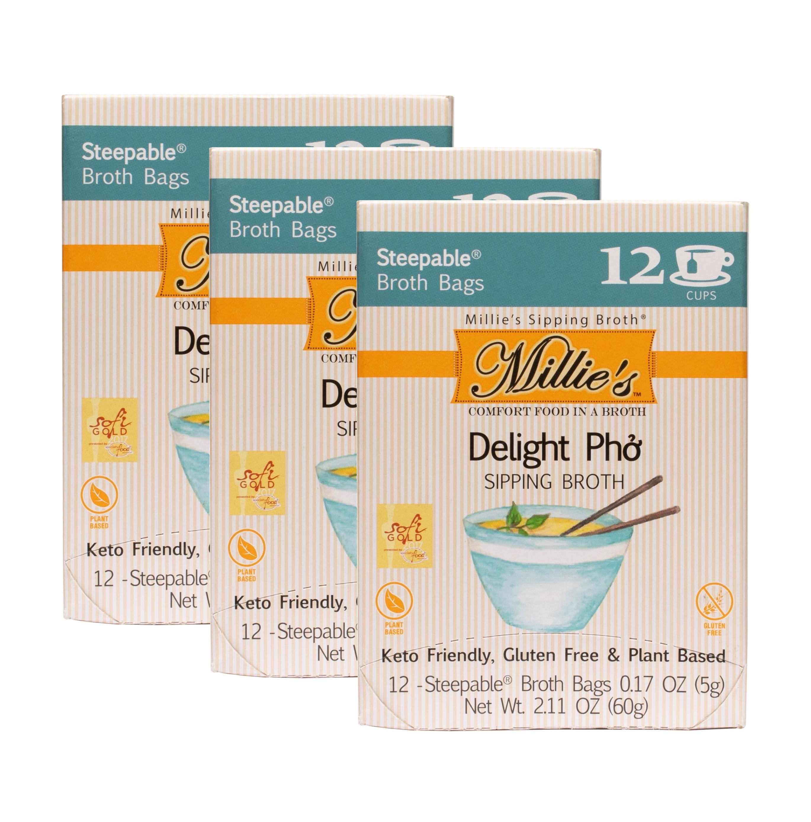 (3 pack) Millie's Sipping Steepable Broth Bags, Delight Pho, 12pk - Walmart.com