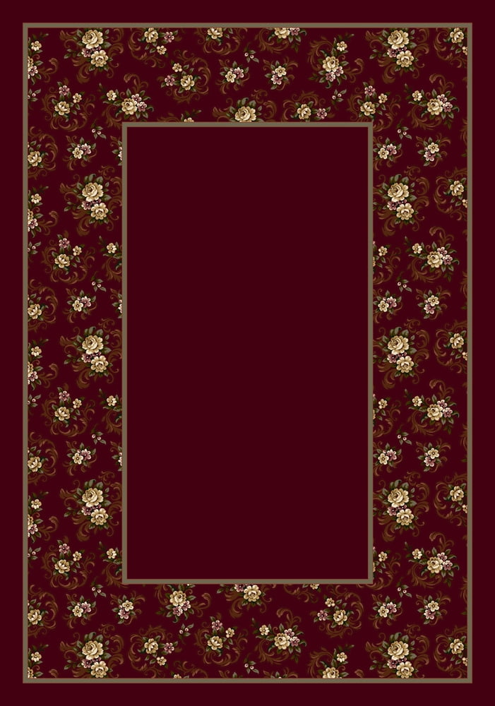Milliken Red Bordered Area Rug Cameo Rose Garnet II - Aprx 7' 8" x 10 ...