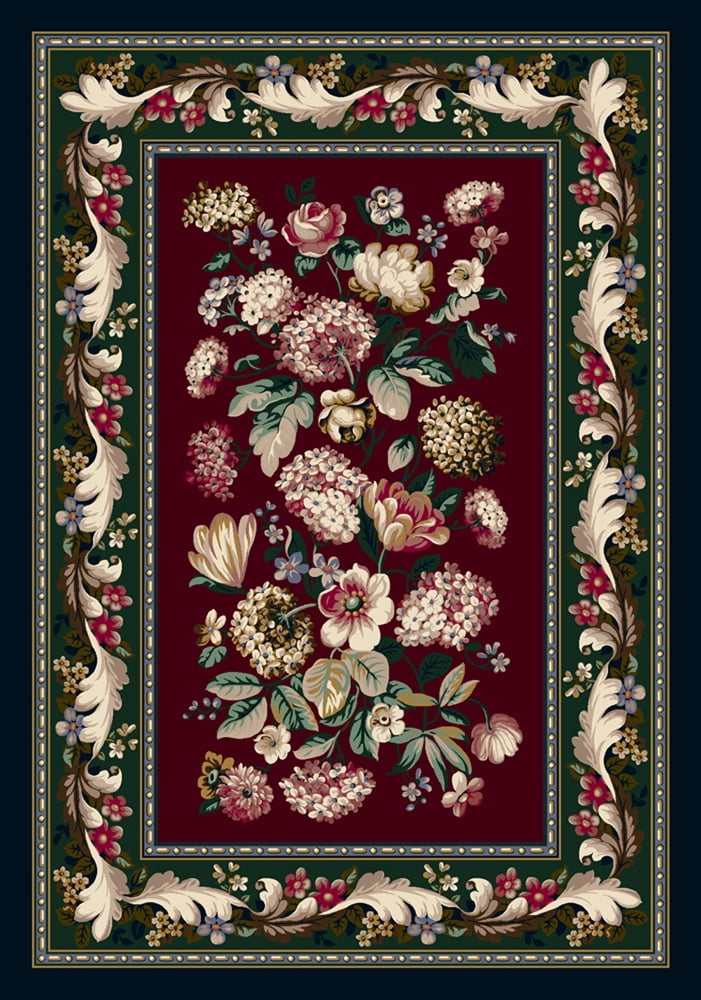 Milliken Red Floral Bordered Area Rug Chelsea Garnet - Aprx 7' 8" x 10 ...