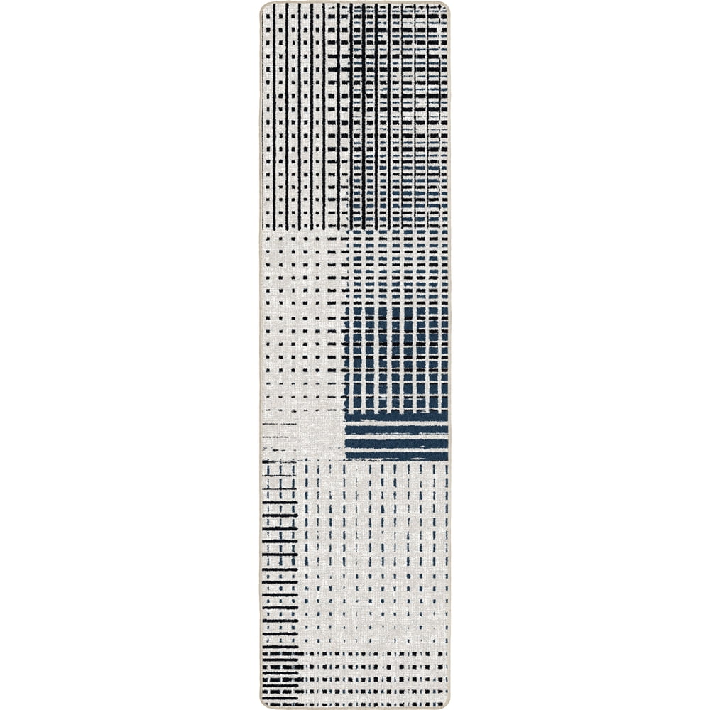 Milliken Residency Area Rug GRIDLOX Gridlox Blue Modern, 2' x 8 ...