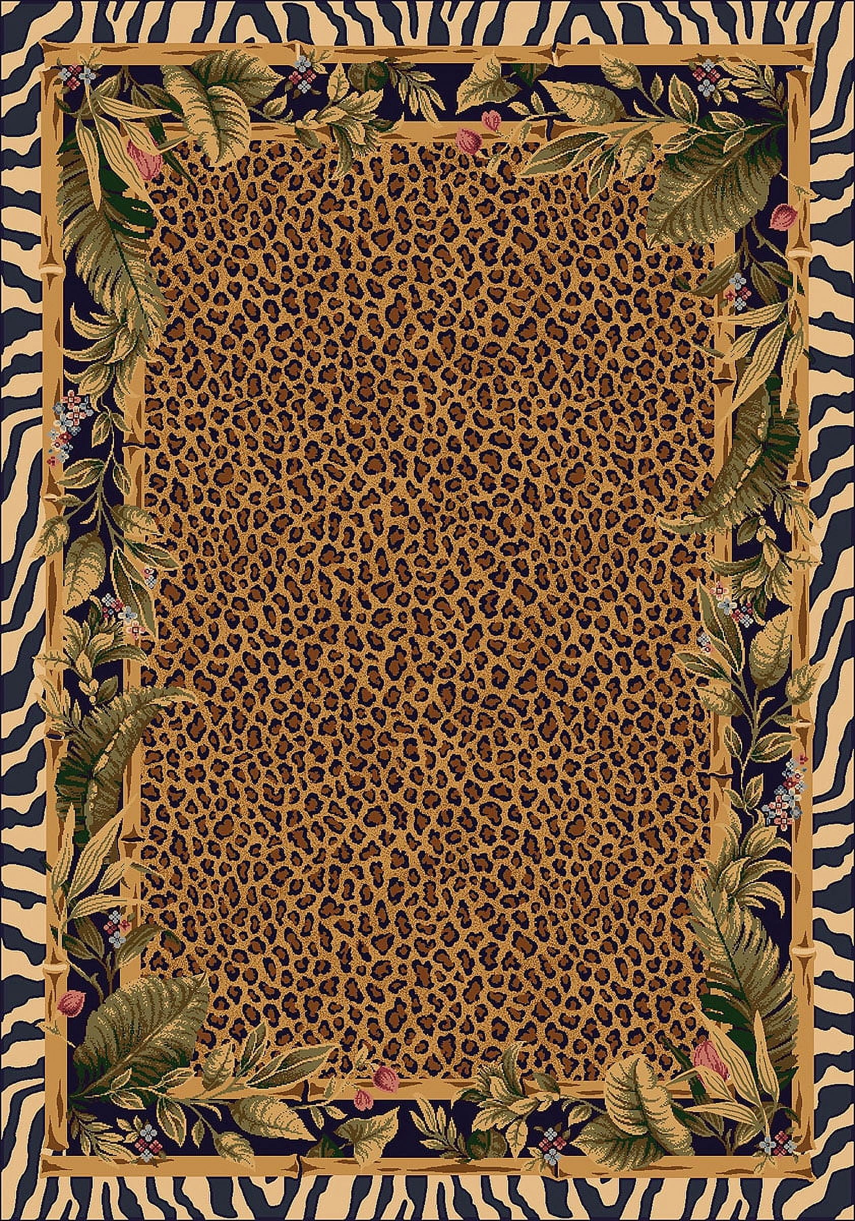 Milliken Top 30 Area Rug Jungle Safari Skins Bordered Zebra 7' 8