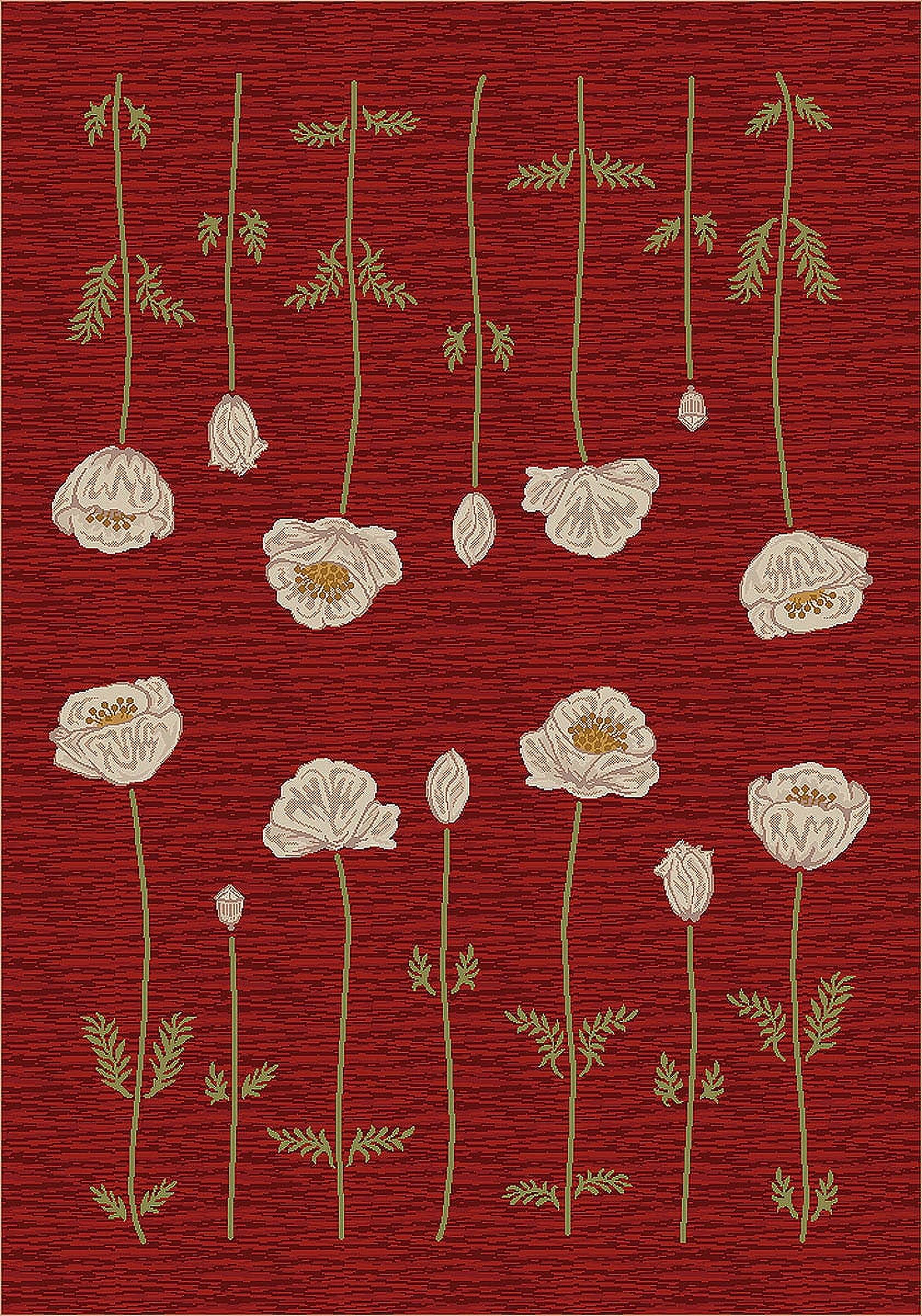 Milliken Top 30 Area Rug Poppy Rug Garnet Poppy Mirrored 5' 4" x 7' 8 ...