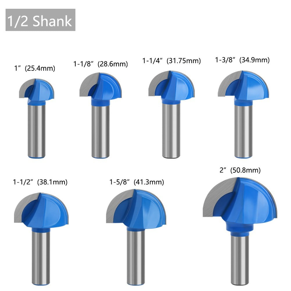 Milling Cutter Router Bit 12.7mm Shank 45# Steel Carbide Round Nose Two ...