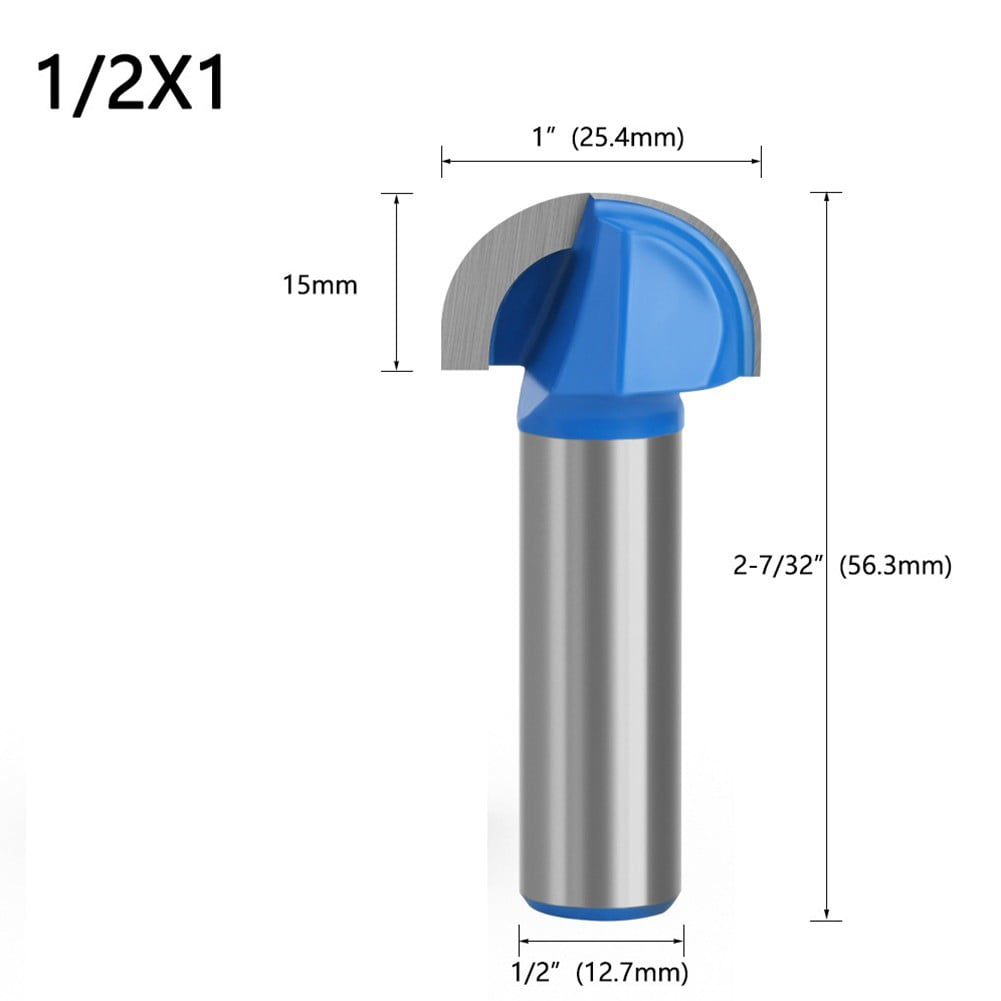 Milling Cutter Router Bit 12.7mm Shank 45# Steel Carbide Round Nose Two ...