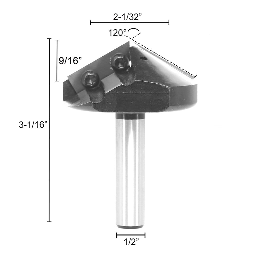 Milling Cutter V Groove Router Bit 120 Degrees 1/2 Shank V Slot Wood ...