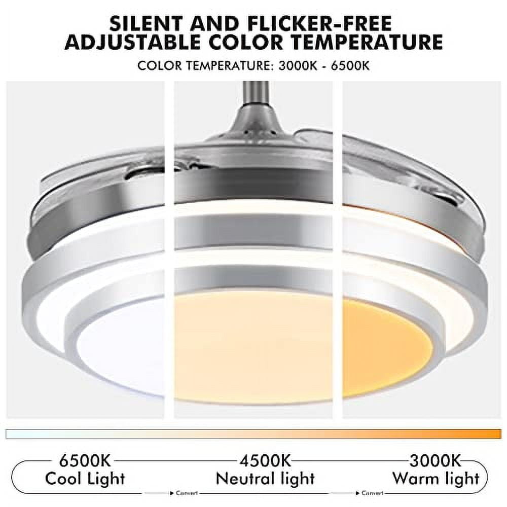 A Million 42" Modern Ceiling Fan with Light, 3 LED Colors Lights 6 Fan ...