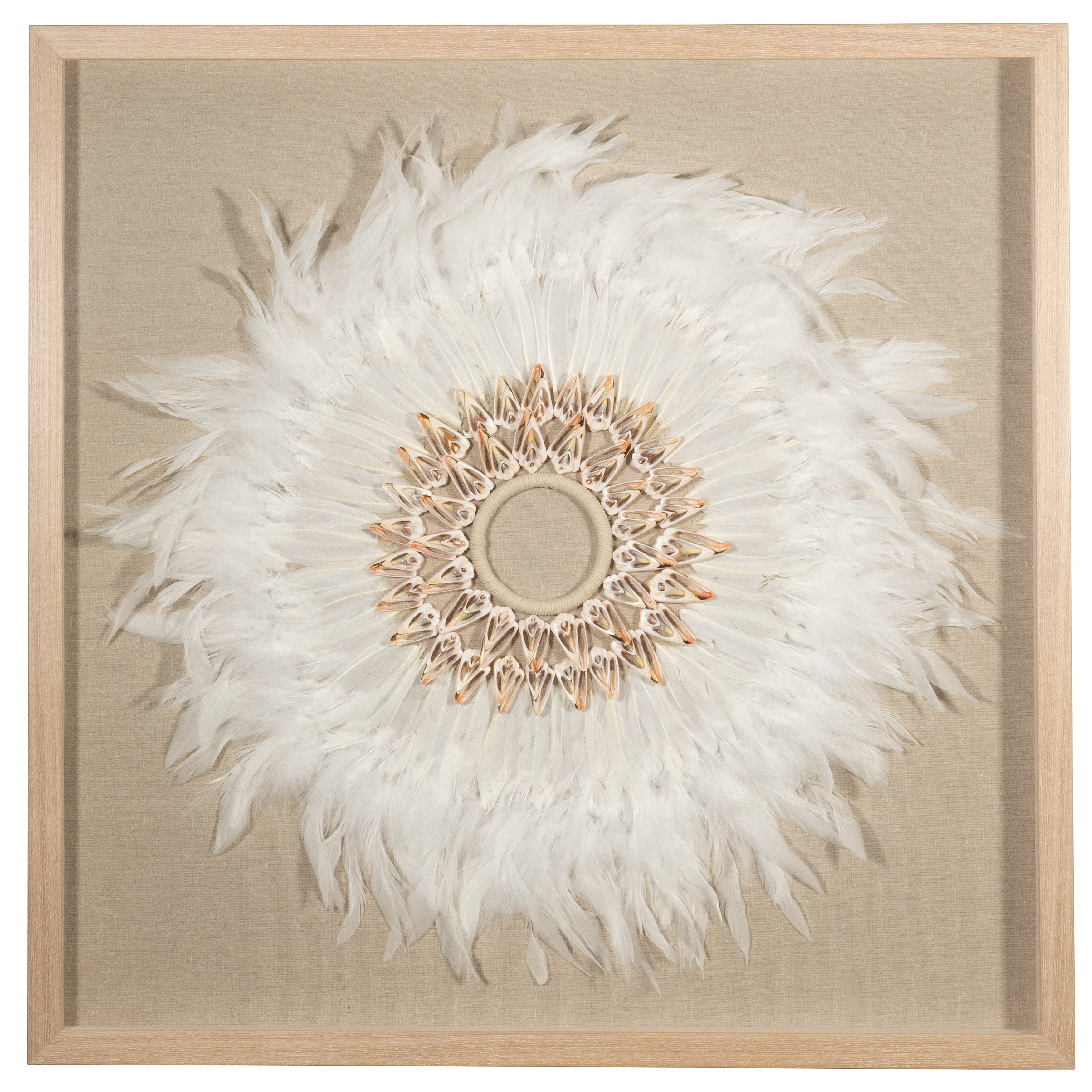 Millionstone HUJI Feather & Shell Wreath Shadow Box Wall Decor - Walmart.com